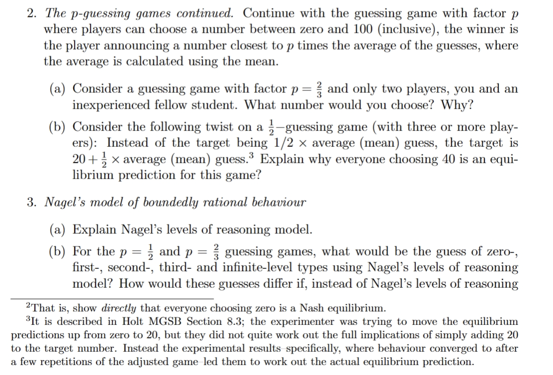 Solved 2. The p-guessing games continued. Continue with the | Chegg.com