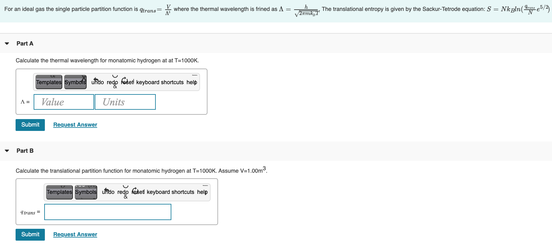 Solved For An Ideal Gas The Single Particle Partition