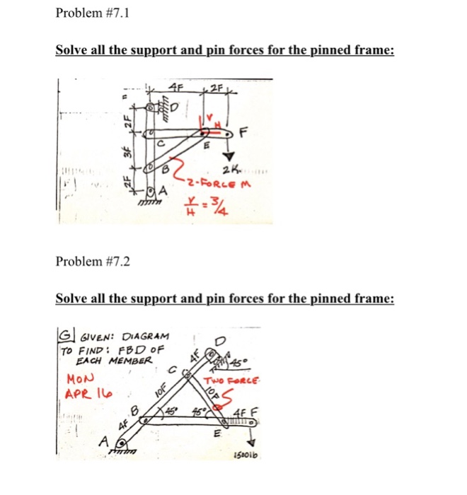 Solved Problem #71 Solve all the support and pin forces for | Chegg.com