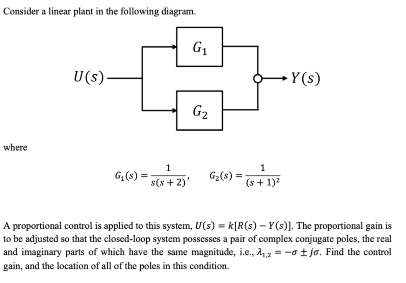 Solved Consider a linear plant in the following diagram. G1 | Chegg.com