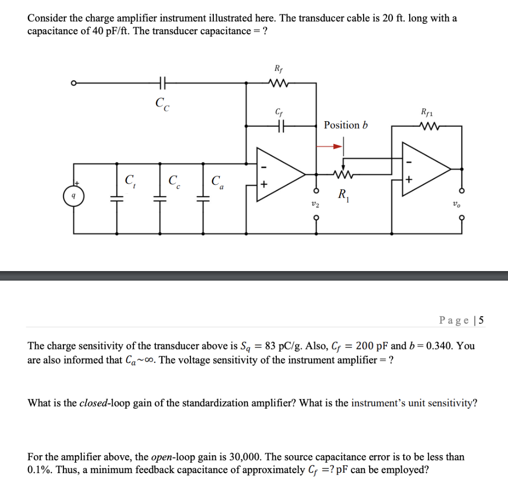 Solved Consider the charge amplifier instrument illustrated | Chegg.com
