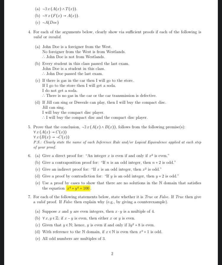 Solved 6. (a) Give a direct proof for: “An integer x is even | Chegg.com