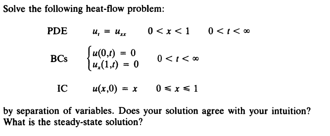 Solved Solve the following heat-flow problem: PDE u, = Uxx 0 | Chegg.com