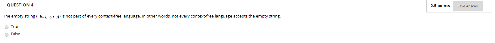 Solved QUESTION 4 2.5 points Save Answer The empty string | Chegg.com