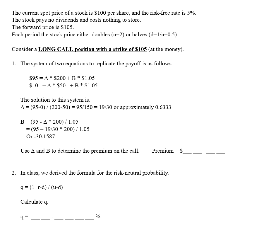 Solved Show how we use risk-neutral probability (q) and the | Chegg.com