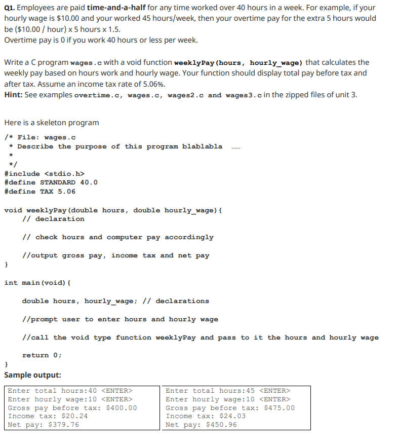 Solved Q1. Employees are paid time-and-a-half for any time | Chegg.com