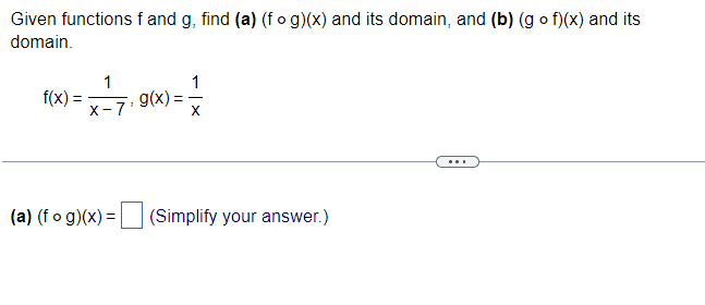 Solved Given functions f and g, find (a)(f∘g)(x) and its | Chegg.com