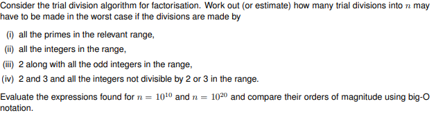 Solved Consider the trial division algorithm for | Chegg.com