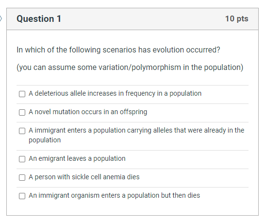 Solved In which of the following scenarios has evolution | Chegg.com