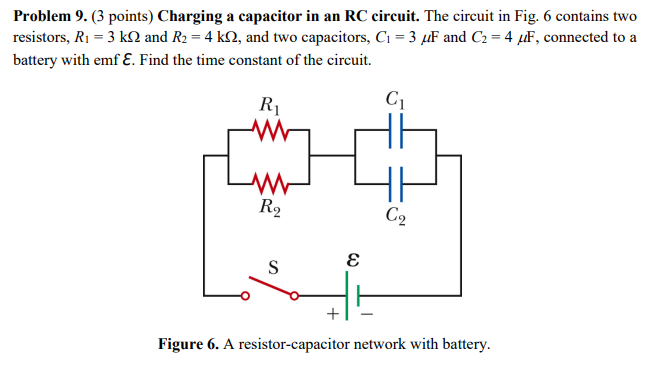 Solved Problem 9. (3 points) Charging a capacitor in an RC | Chegg.com