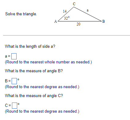 Solved 14 a Solve the triangle 32° A B 20 What is the length | Chegg.com