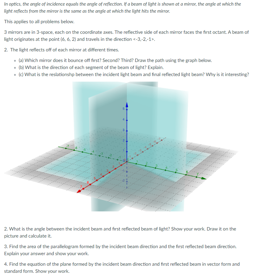 Solved In optics, the angle of incidence equals the angle of | Chegg.com