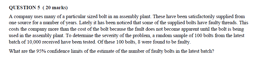 Solved QUESTION 5 ( 20 marks) A company uses many of a | Chegg.com