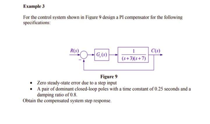 Example 3 For the control system shown in Figure 9 | Chegg.com