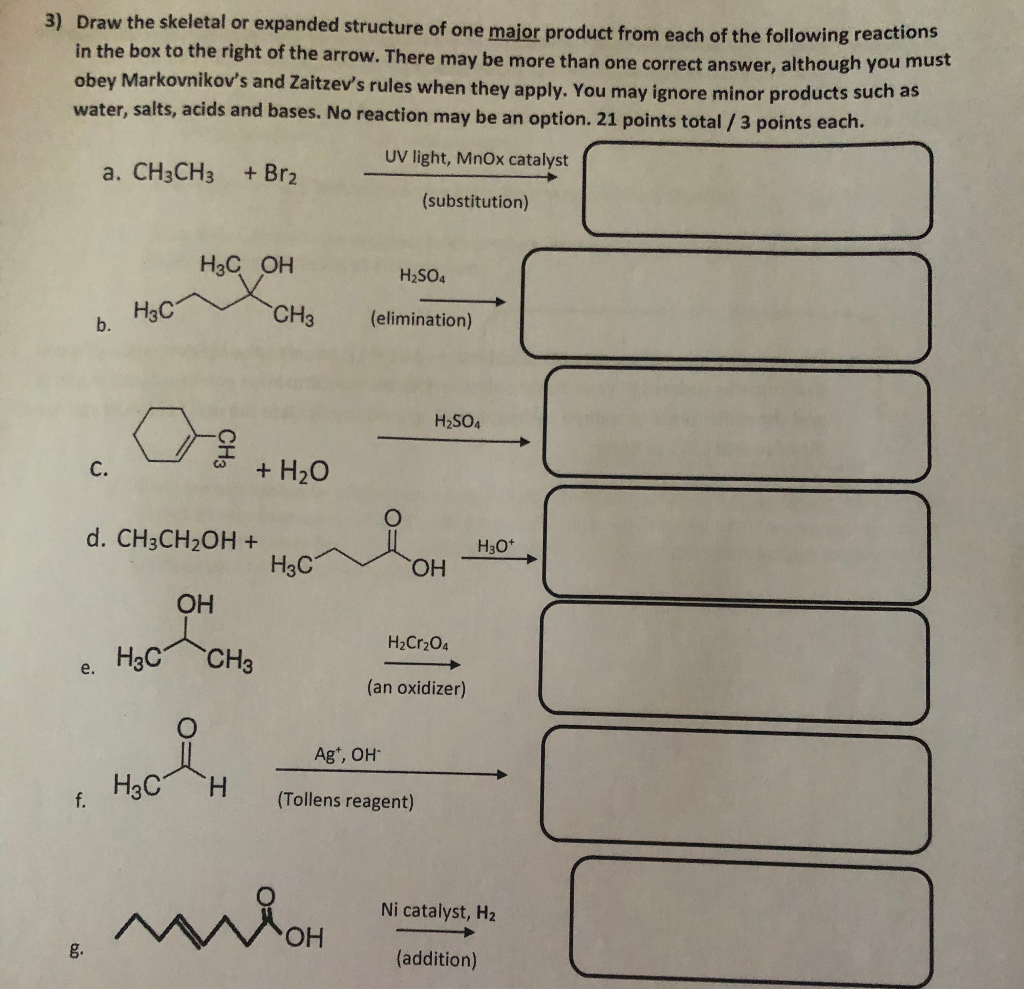 Solved 3) Draw the skeletal or expanded structure of one | Chegg.com