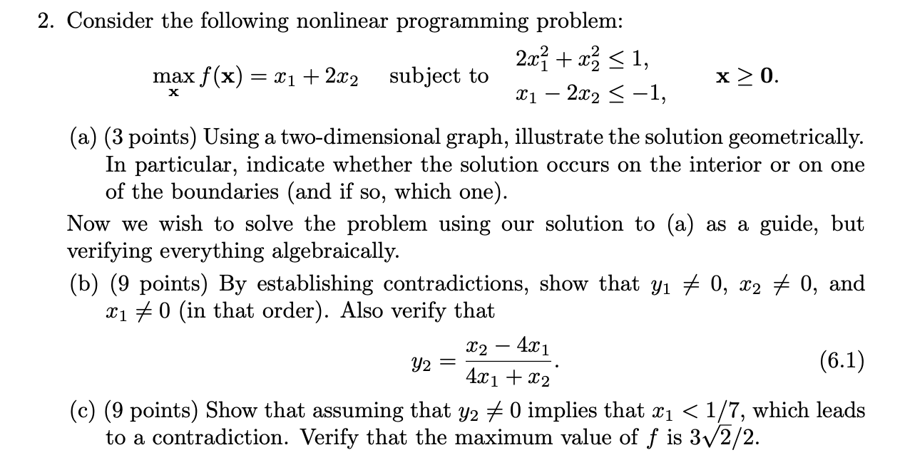 X 2. Consider the following nonlinear programming | Chegg.com