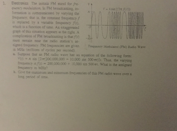 The initials FM stand for frequency modulation. In FM | Chegg.com