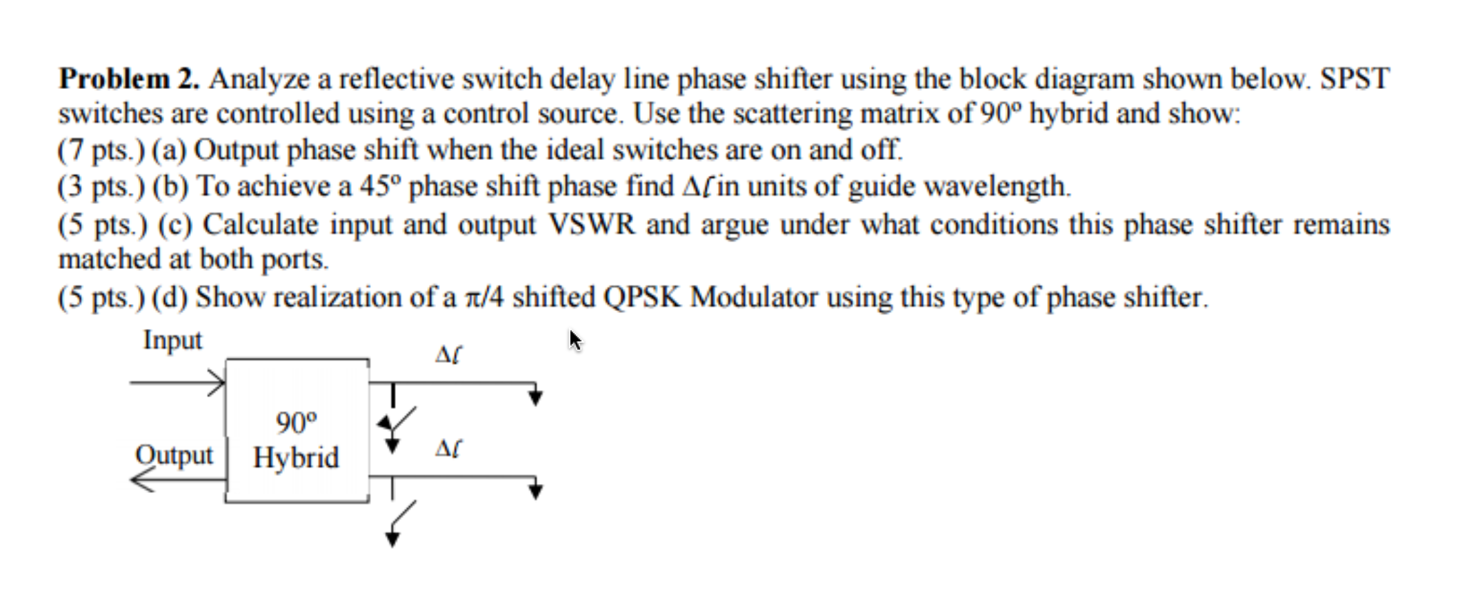 Solved Problem 2. Analyze a reflective switch delay line | Chegg.com