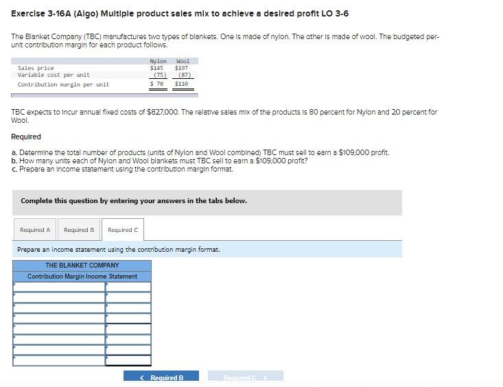 Solved Exerclse 3.16A (Algo) Multlple product sales mlx to | Chegg.com