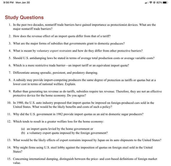 Solved Can I get question 1, 2, 3, 7, 8, 9, 12, 15 answer? | Chegg.com