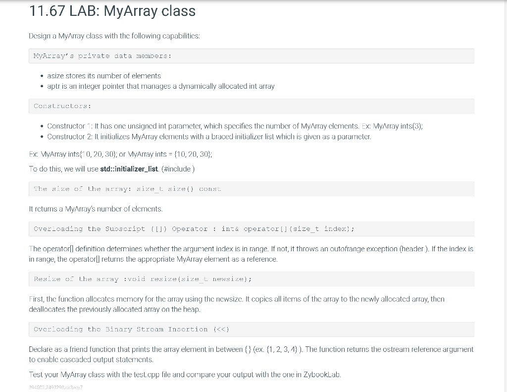 Design A Myarray Class With The Following 