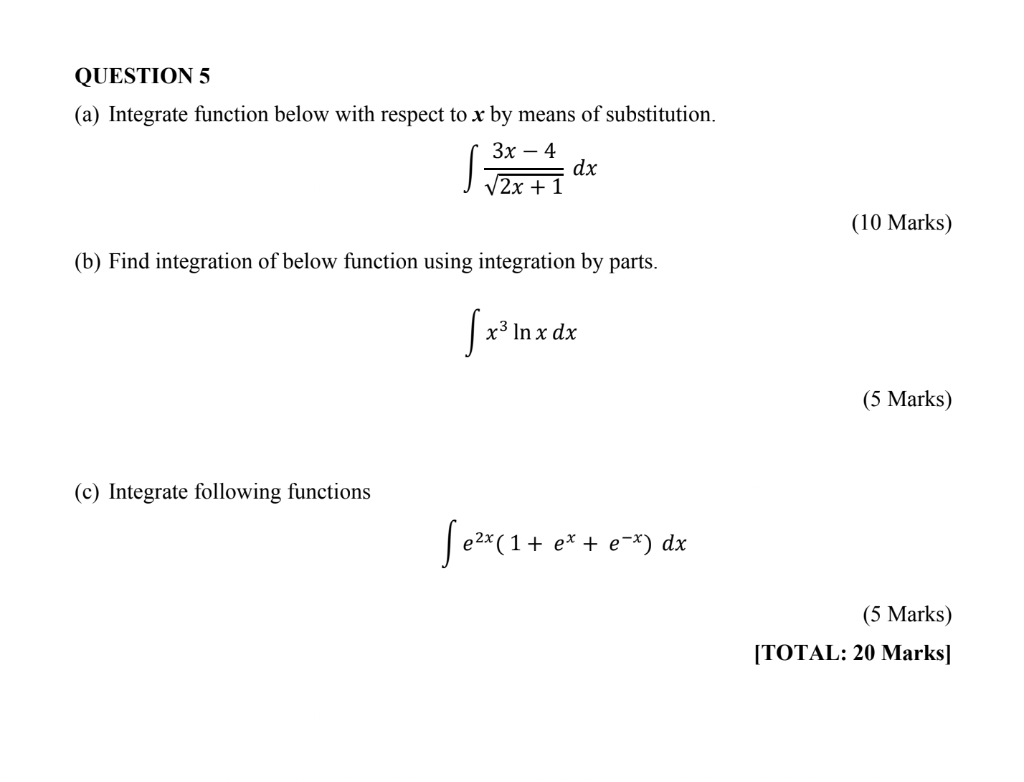 Solved (a) Integrate function below with respect to x by | Chegg.com