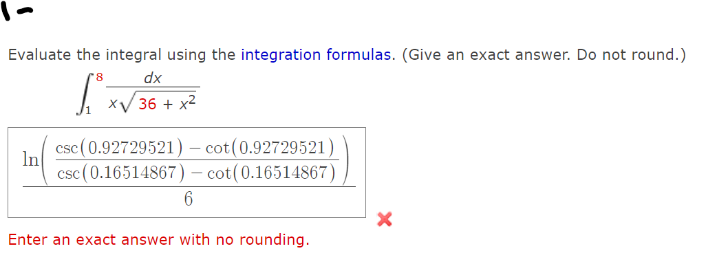 Solved Evaluate the integral using the integration formulas. | Chegg.com