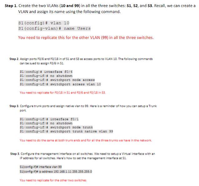 Solved In this assignment/lab, you will setup the switched | Chegg.com