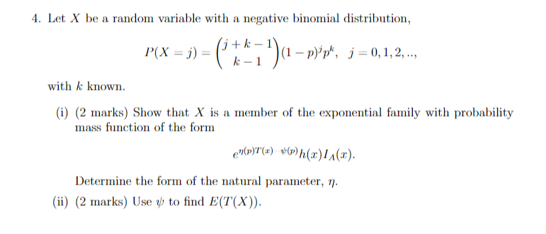 Solved 4. Let X be a random variable with a negative | Chegg.com