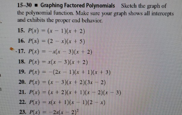 Solved 15–30 - Graphing Factored Polynomials Sketch the | Chegg.com