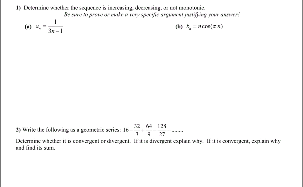 Solved 1 Determine Whether The Sequence Is Increasing