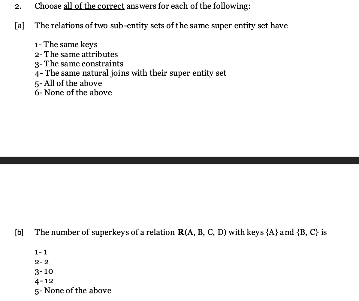 Solved [a] The relations of two sub-entity sets of the same | Chegg.com
