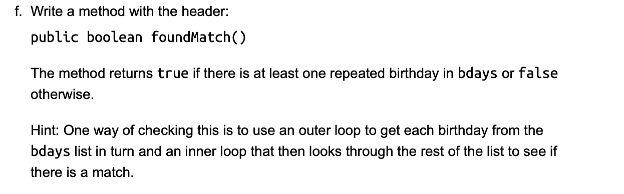 Solved b. Declare the field bdays, which will reference an | Chegg.com