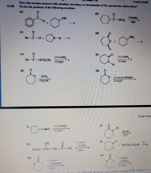 Solved Organic Chemistry 2 ch21.50 a-m Does this reaction | Chegg.com