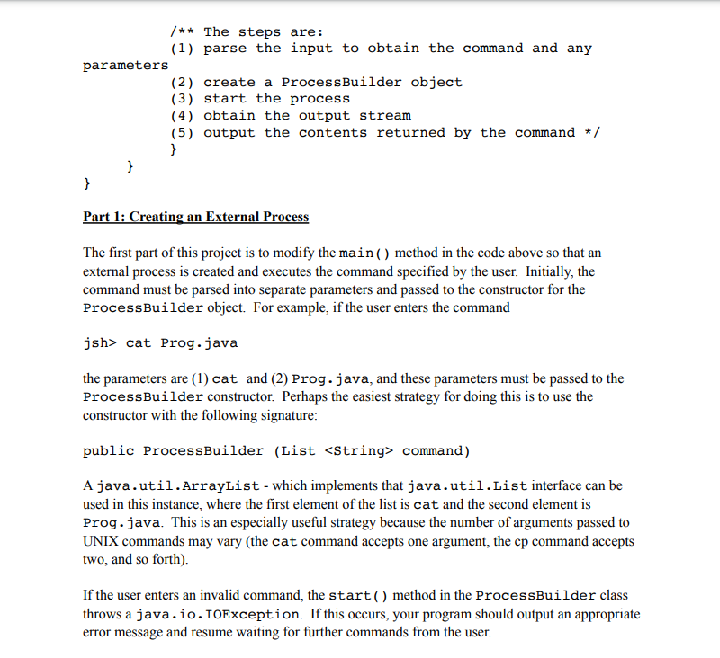 Solved Overview A shell interface provides the user with a | Chegg.com