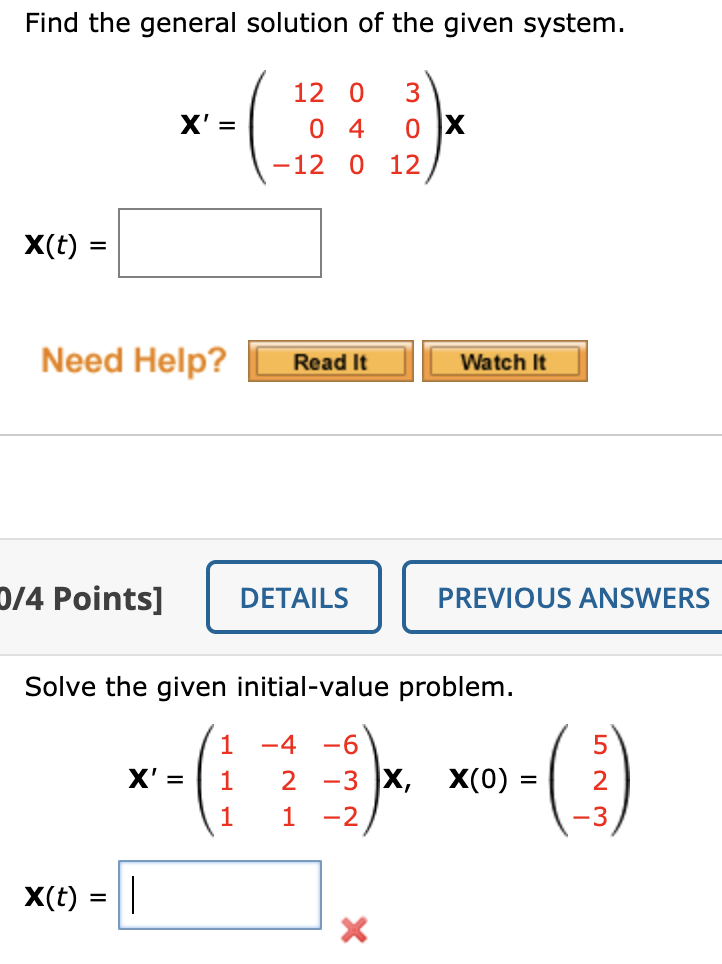 Solved Find the general solution of the given system. X' = | Chegg.com