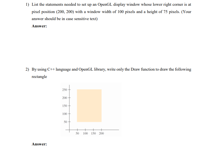 1 List The Statements Needed To Set Up An Opengl 