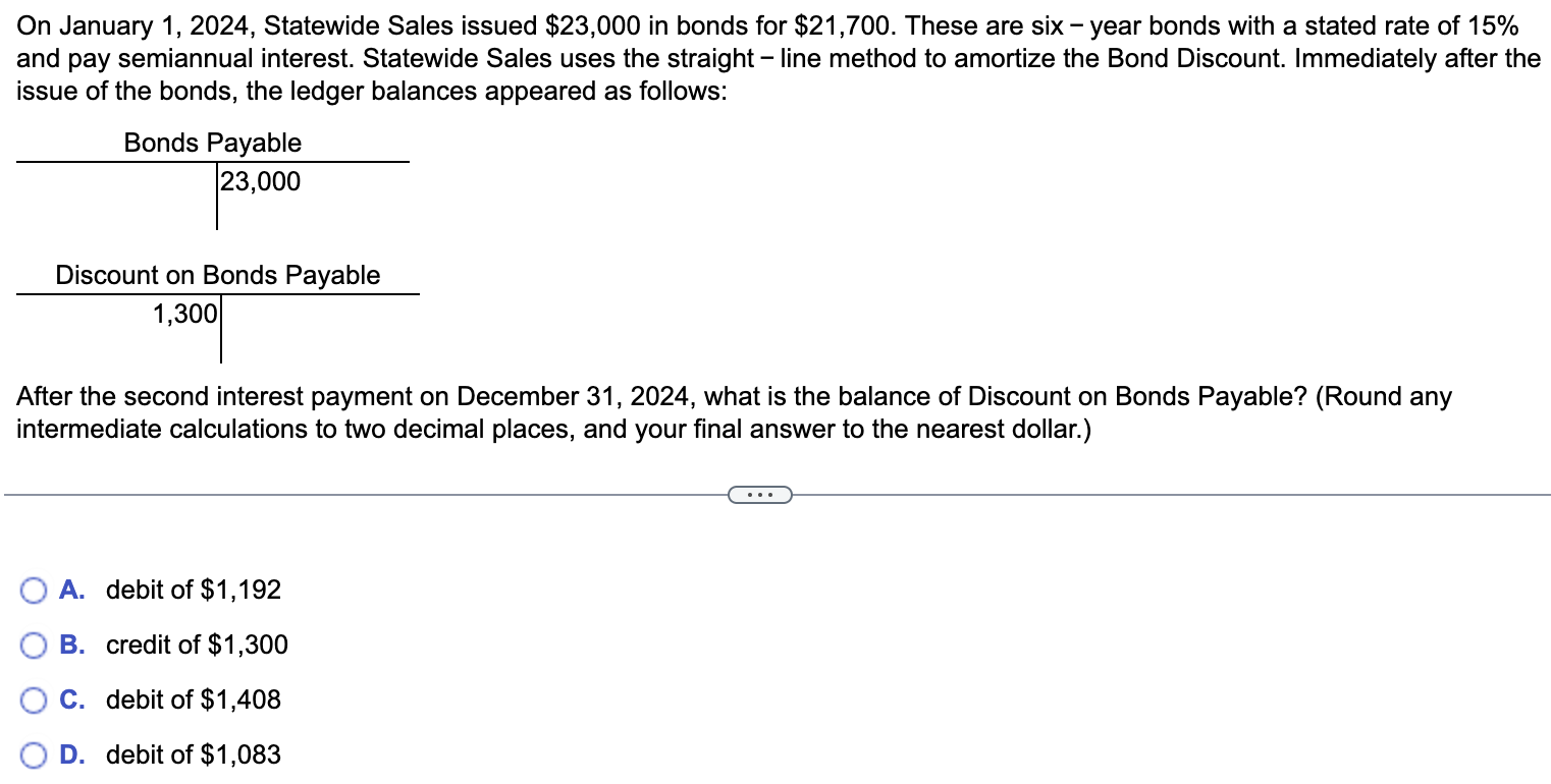 Solved After the second interest payment on December | Chegg.com
