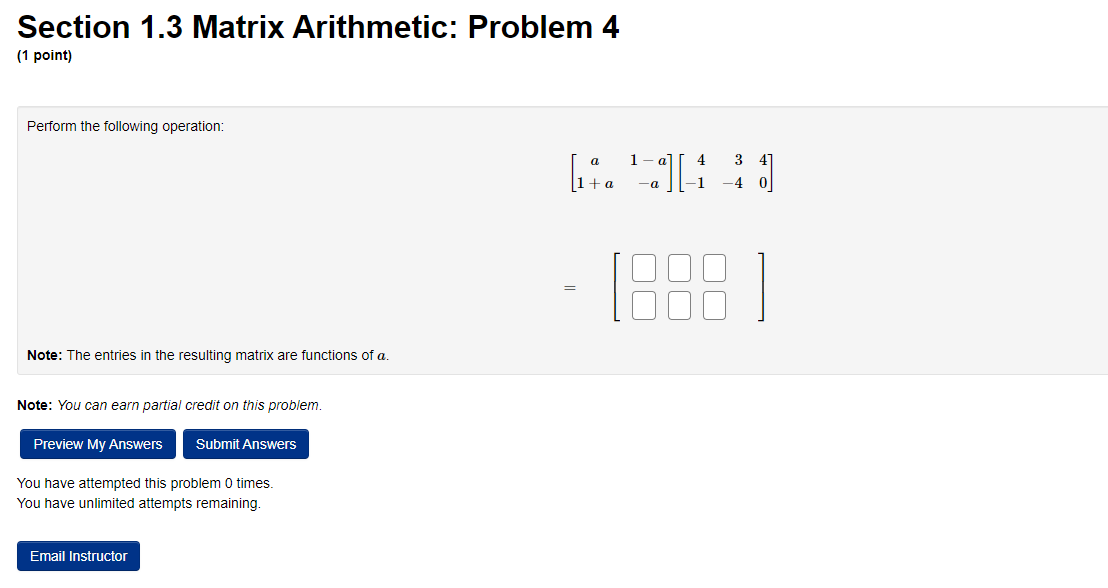 Solved Section 1 3 Matrix Arithmetic Problem 4 1 Point