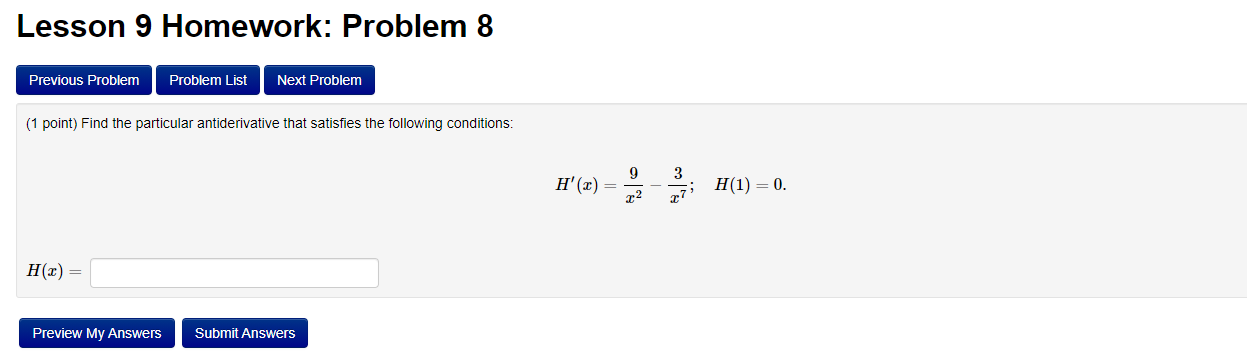 Solved Lesson 9 Homework: Problem 8 Previous Problem Problem | Chegg.com