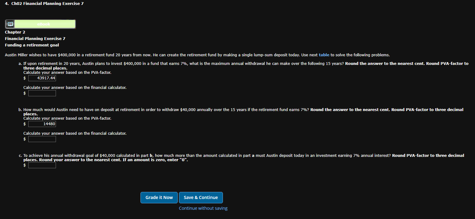 Solved Ch02 ﻿Financial Planning Exercise 7Chapter 2Financial | Chegg.com