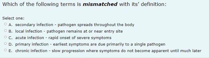 Solved Which of the following terms is mismatched with its' | Chegg.com
