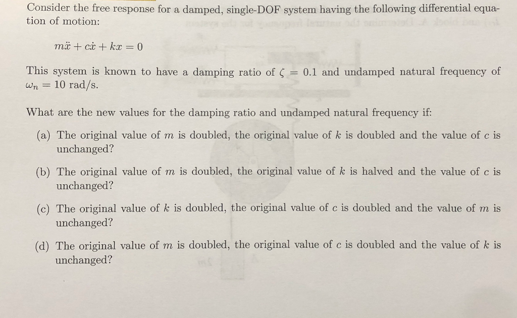 Solved Consider the free response for a damped, single-DOF | Chegg.com