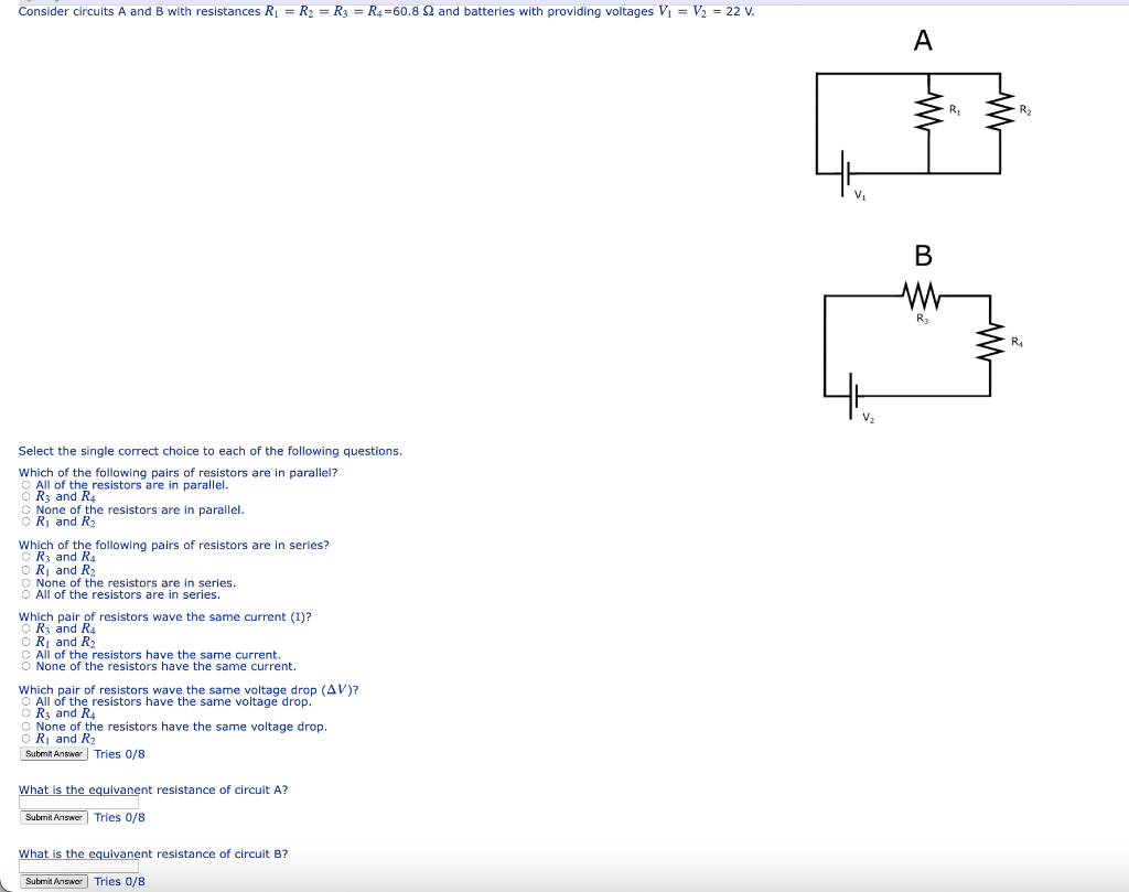 Solved Consider circuits A and B with resistances | Chegg.com