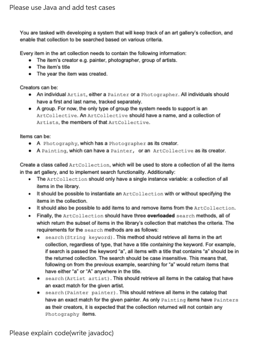 Solved Please Use Java And Add Test Cases You Are Tasked 7963