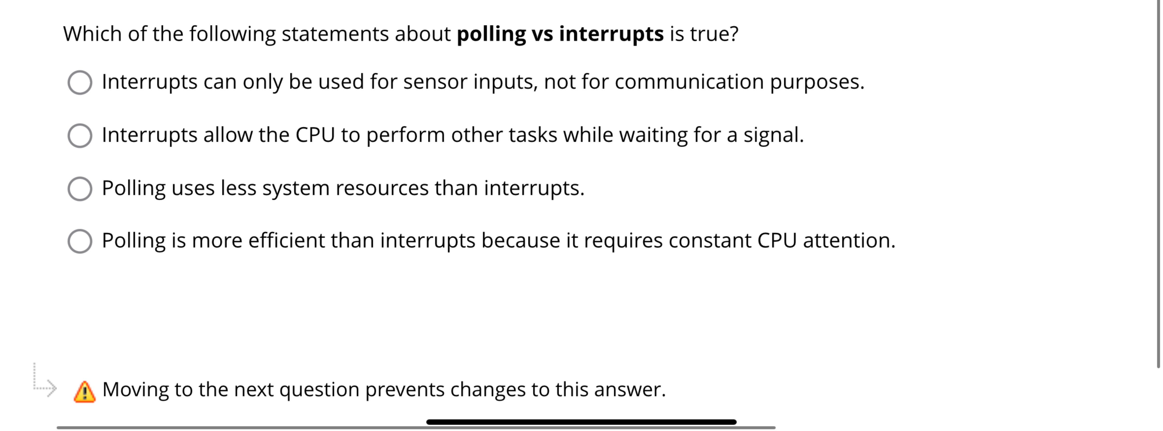 Solved Which of the following statements about polling vs | Chegg.com