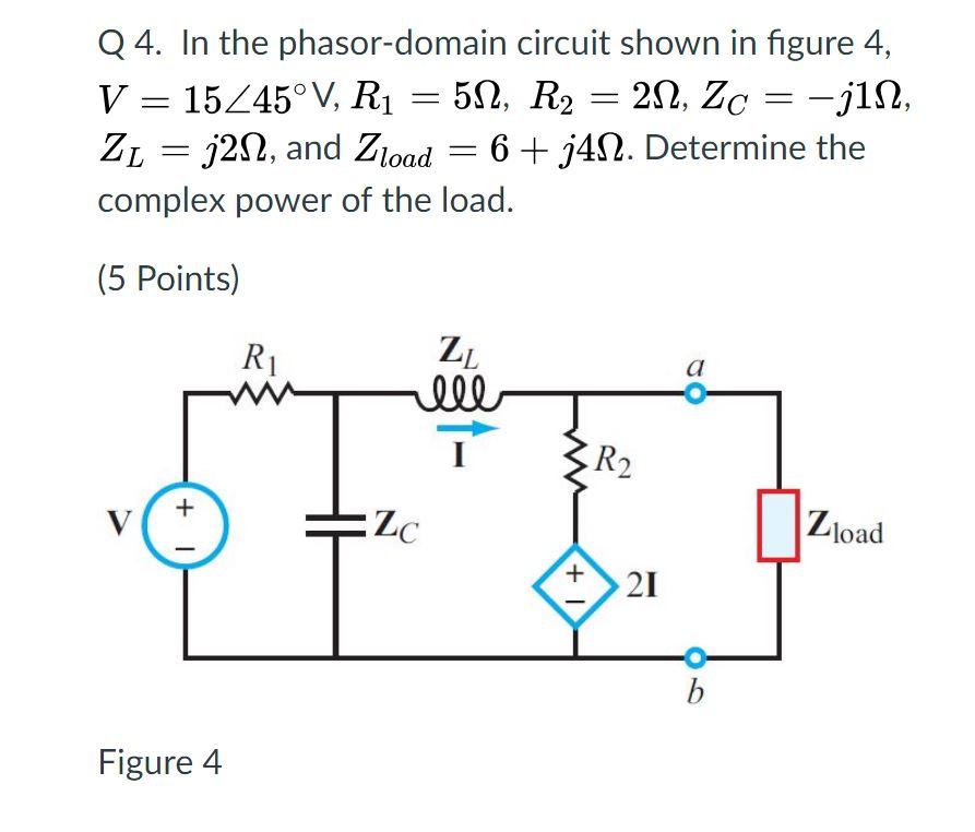Solved Q 4. In the phasor-domain circuit shown in figure 4, | Chegg.com