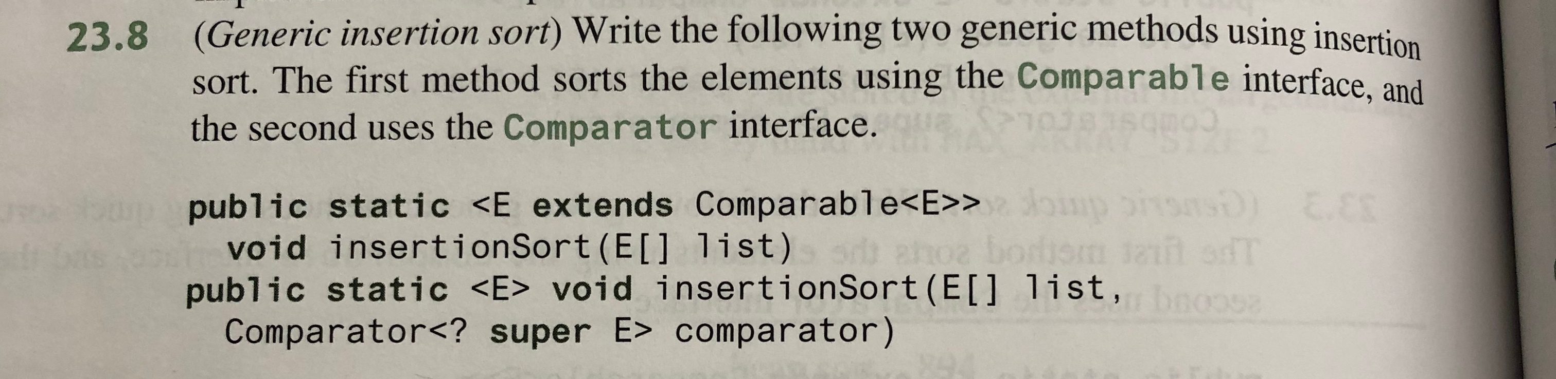 Solved 23.8 (Generic insertion sort) Write the following two | Chegg.com