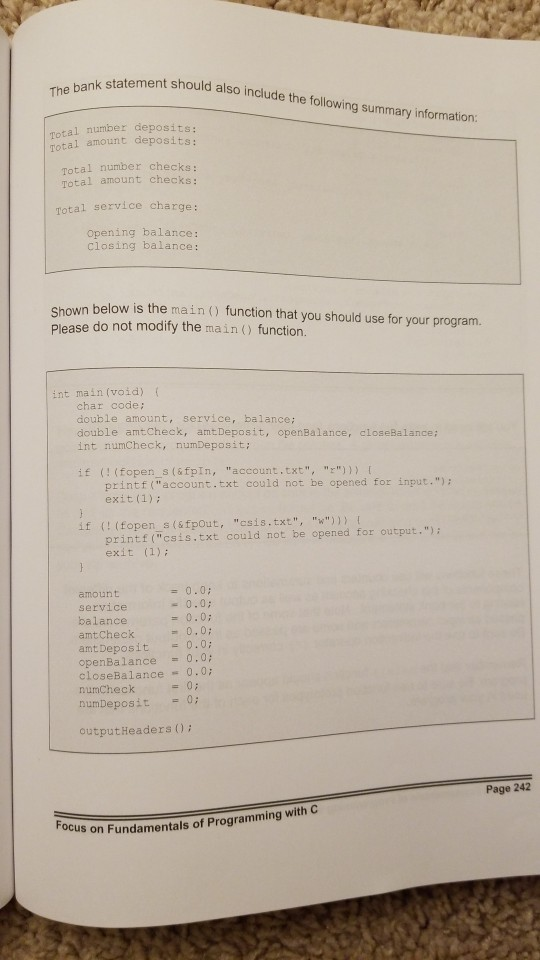 Solved Checking Account Lab account and outputs a bank | Chegg.com