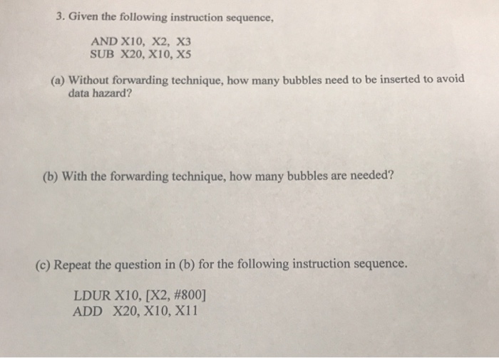Solved Given the following instruction sequence, AND X10, | Chegg.com